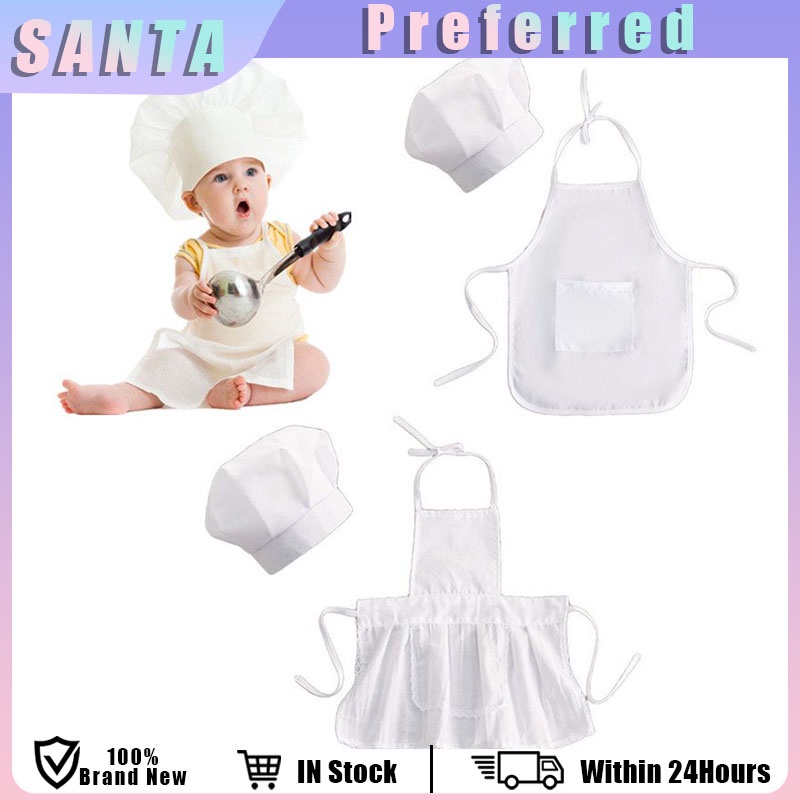 1 set Hi-Q Cute Baby Chef Apron with Hat Infant Kid New White Cook ...