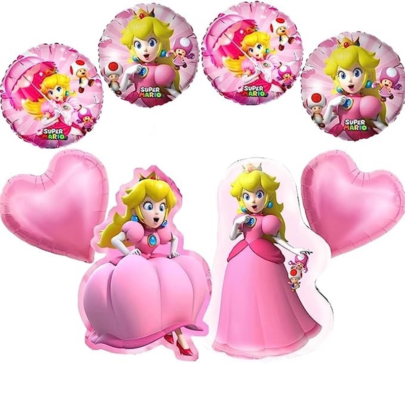 Princess Peach Birthday Balloon for Kids Mario Party Foil Ballon For ...