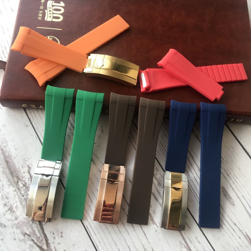 For Replacement Rolex rubber diver GMT black rubber watchband strap ...