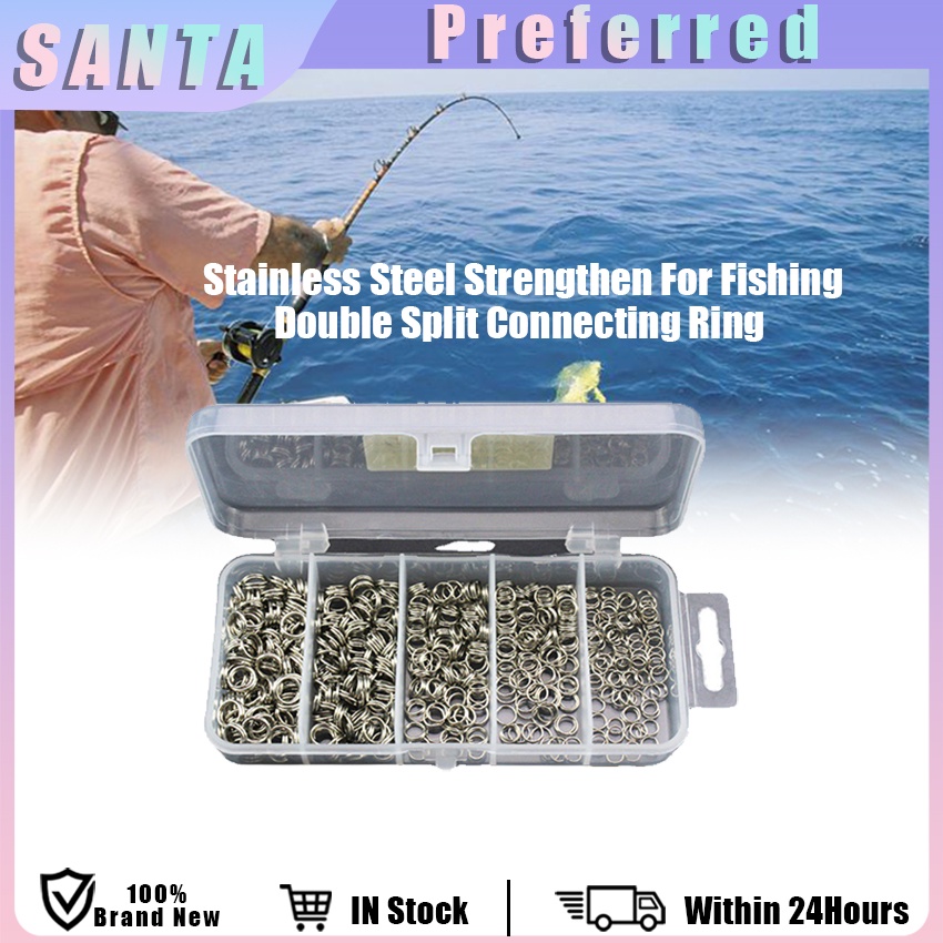 250,500pcs 5-Size Stainless Steel Fishing Split Rings Double Loop ...