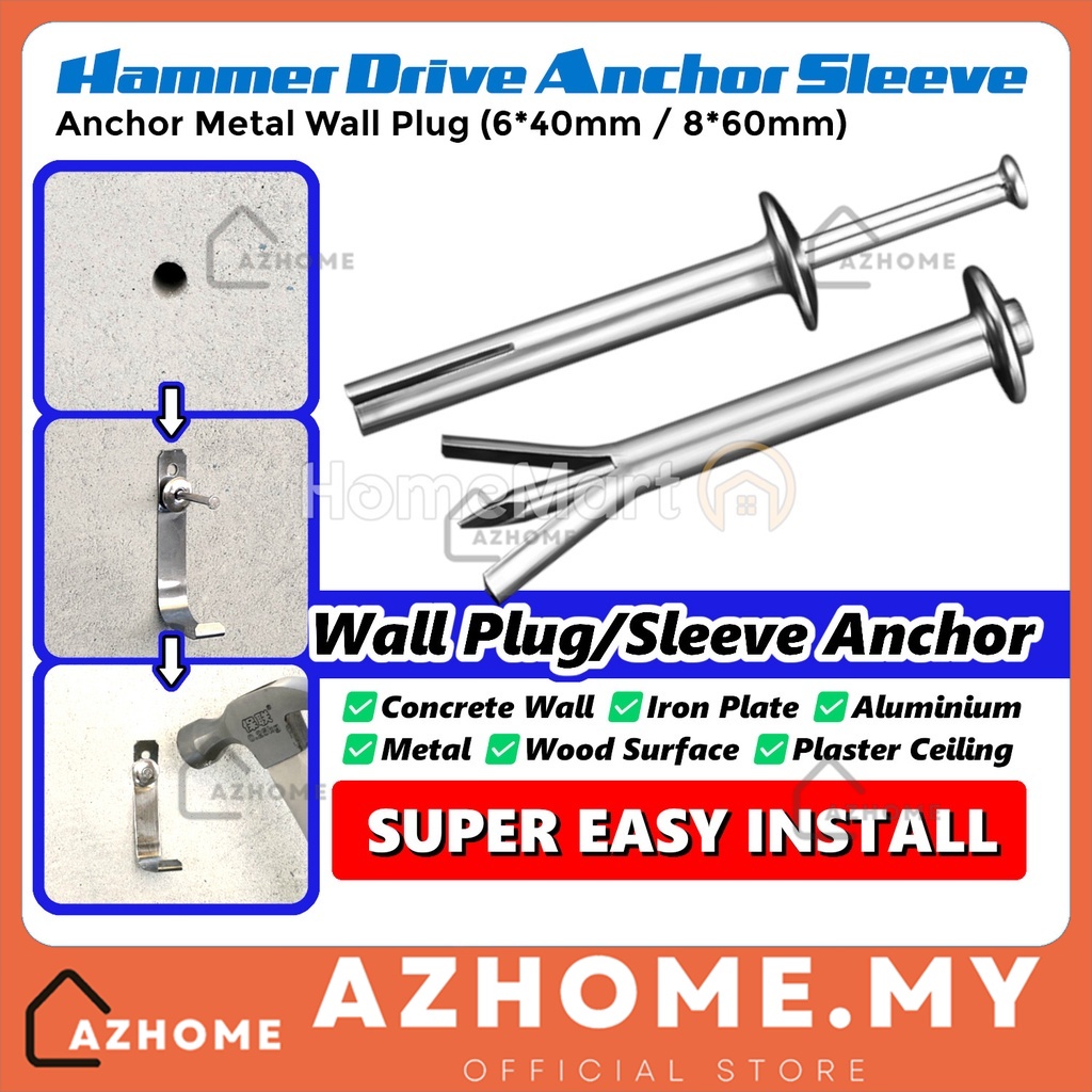 Zinc Alloy Hammer Drive Anchor / Paku Aluminium Sleeve Anchor Metal ...