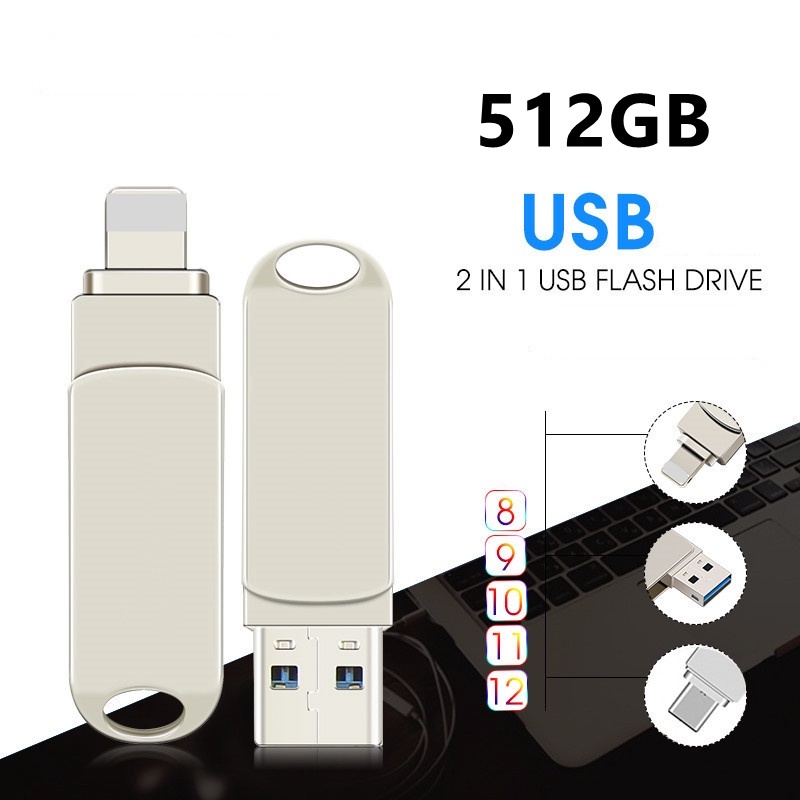 32G 512G Metal OTG Usb Flash Drive For 8-PIN Phone /PC | Shopee Philippines