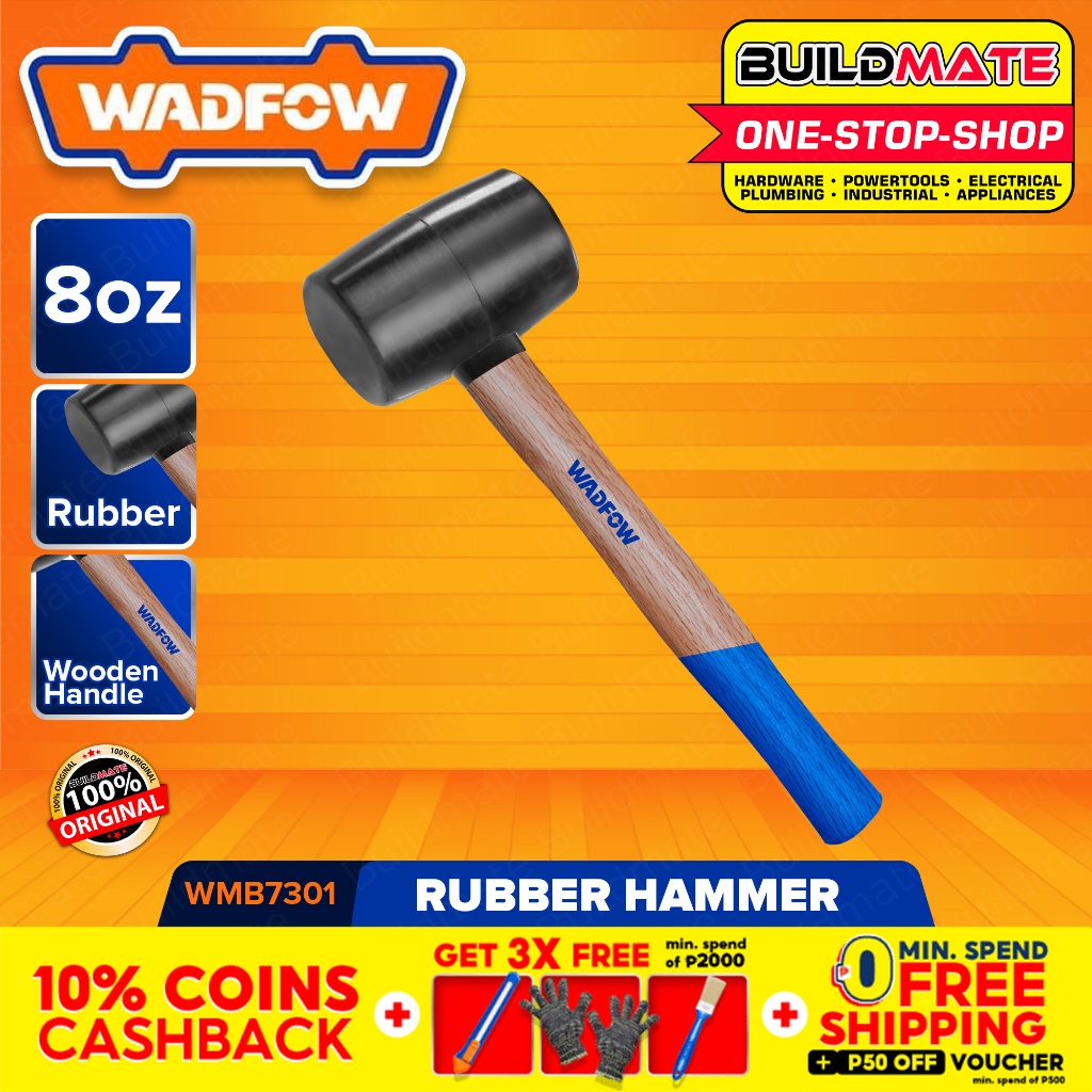 BUILDMATE Wadfow Rubber Mallet Hammer 8oz | 16oz Hardwood Handle Maso ...