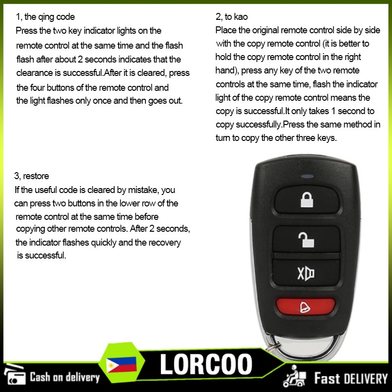 Wireless Remote Copy 433MHZ Self Copy Universal Use Clone Copy Remote ...