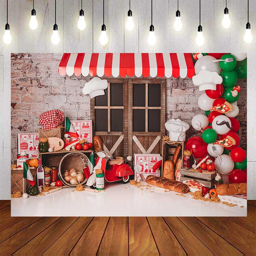 Italian Pizza Spaghetti Chef Birthday Backdrop For Photography Baby ...
