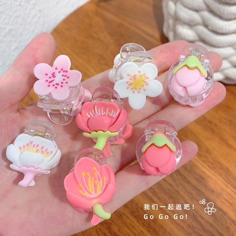 Sweet Pink Flower Small Catch Clip Cherry Blossom Tulip Hair Clip for ...