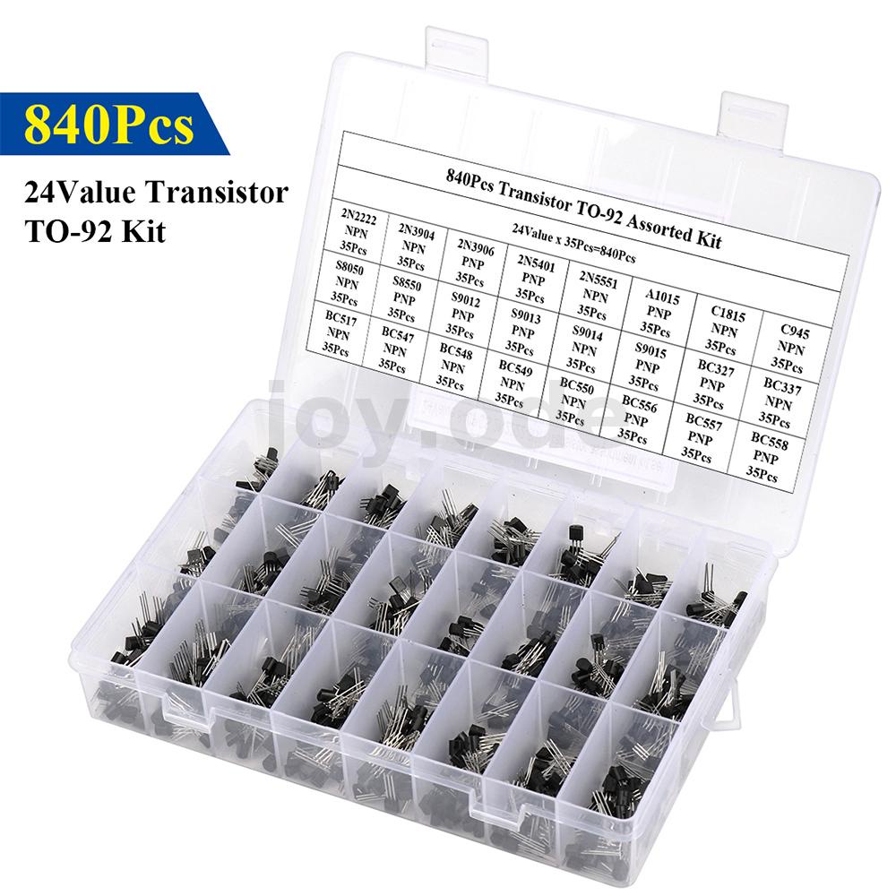 840PCS TO-92 Diode Transistor Set 24 Values 35pcs/value NPN PNP Lead ...