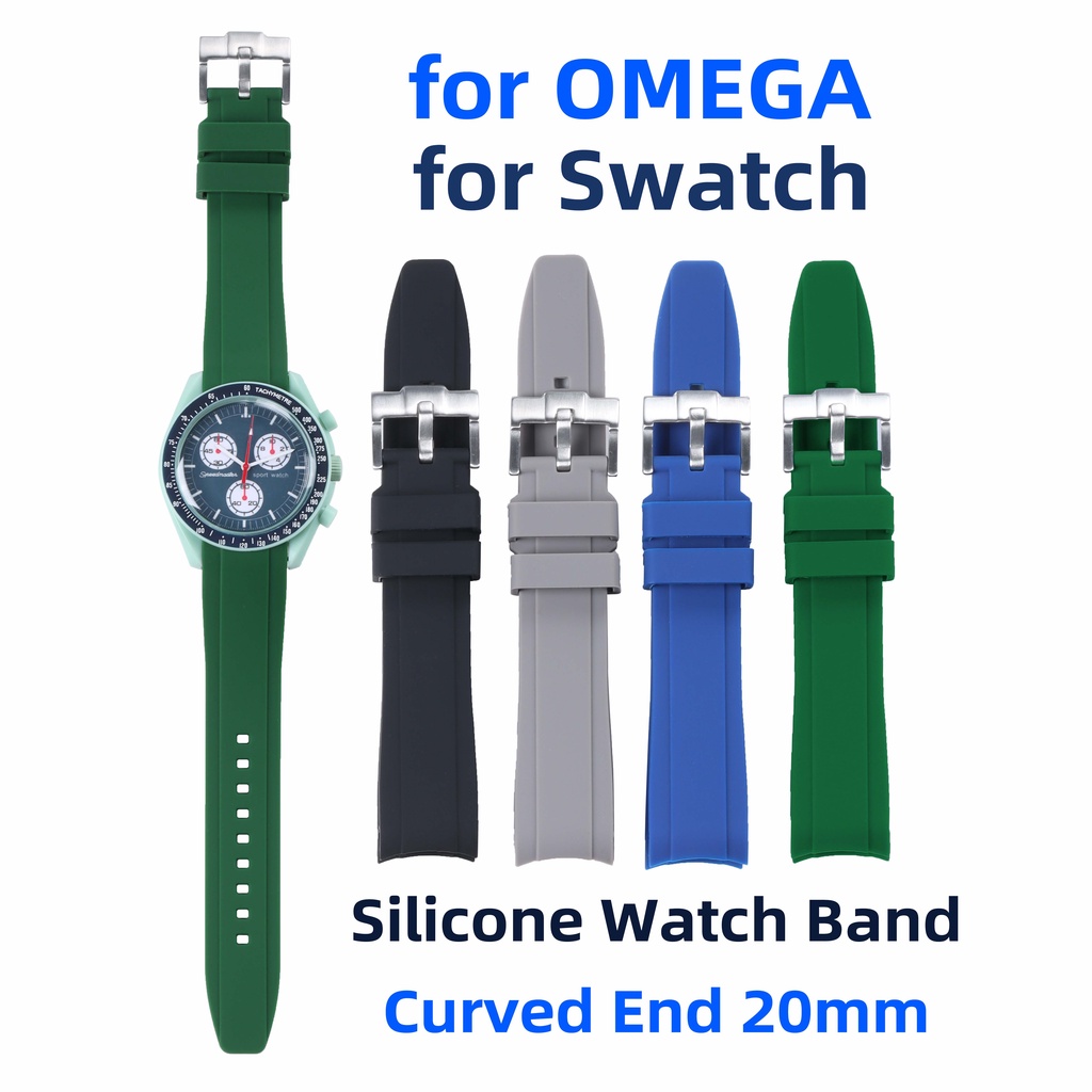 For OMEGA for Swatch Moon Silicone Watch Band Curved End MoonSwatch ...