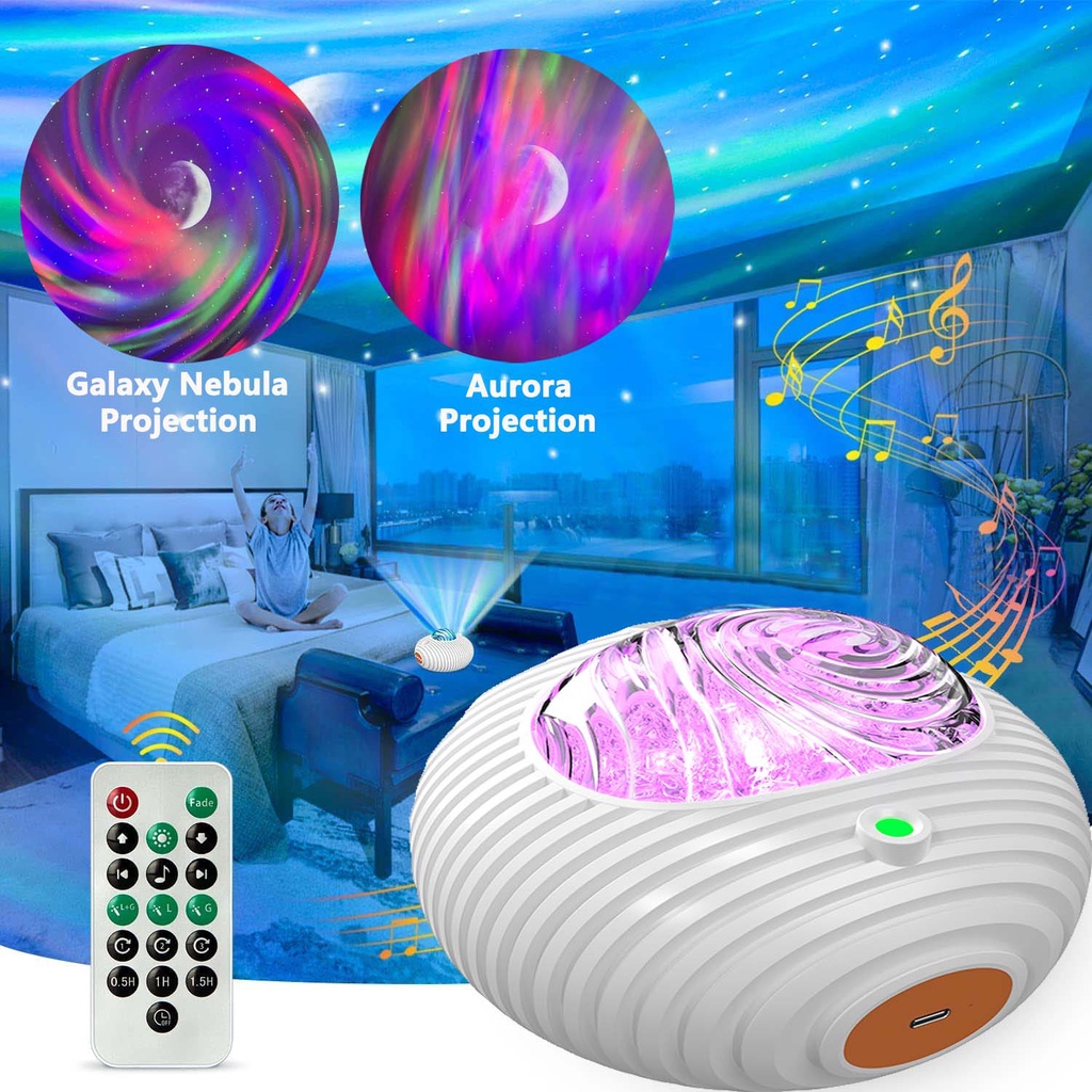 UNOLUX Starry Lights Aurora Galaxy Moon Projector with Music Speaker ...
