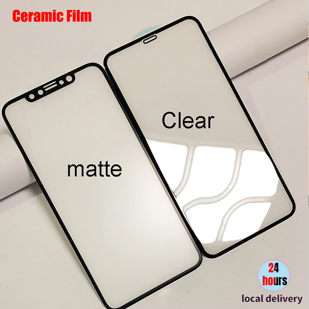 Glossy / Matte Ceramic Tempered Glass For iPhone 11 12 13 14 15 Pro Max ...