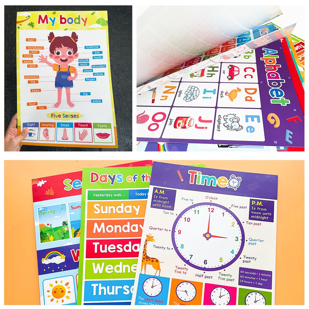 18 Themes A3 English Poster Kids Learning Alphabet | Shopee Philippines