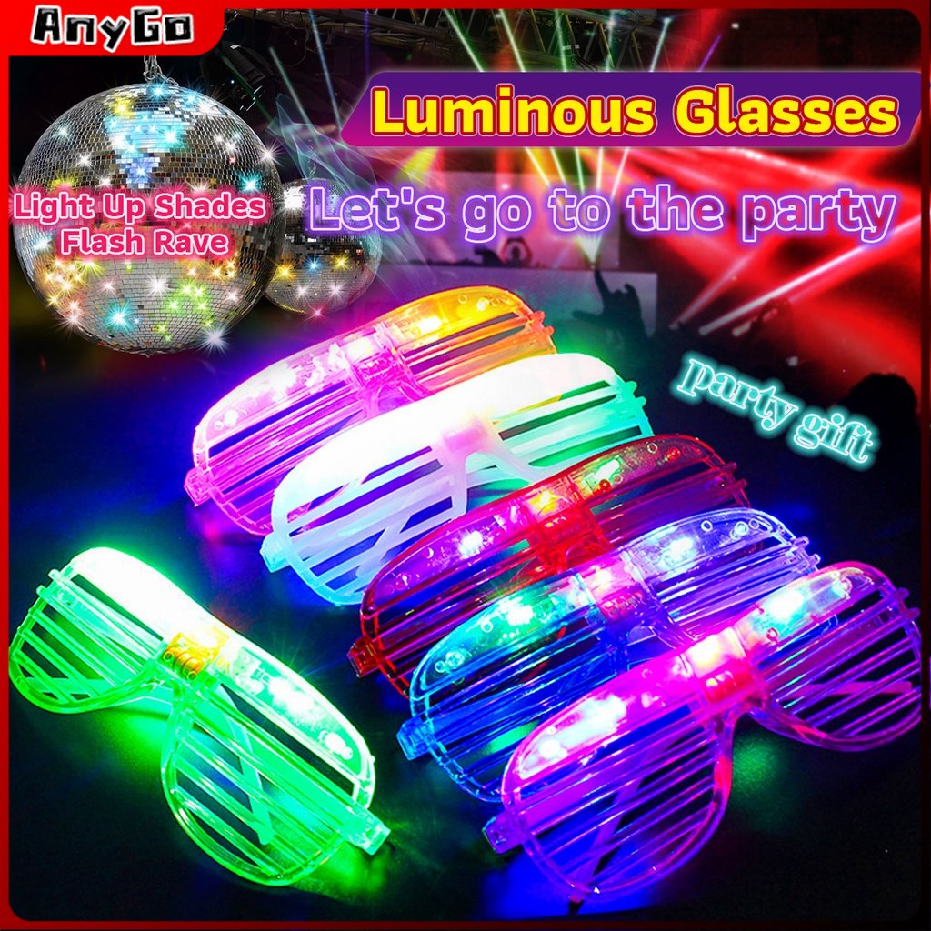 Party Led Glow Cold Light Eyes Glasses Light Up Shades Flash Rave ...