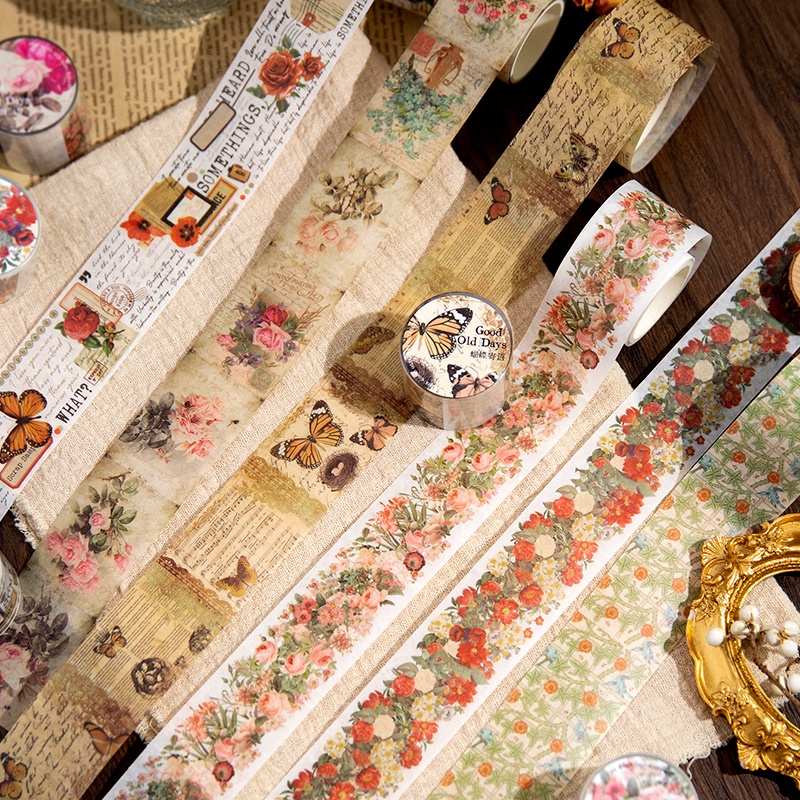 Journamm 34.5mm*2m Floral Butterfly Washi Tapes Decor Junk Journal DIY ...
