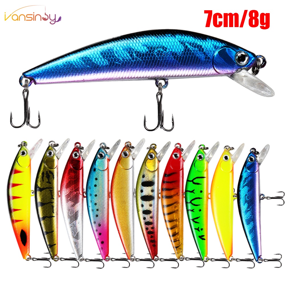 Fishing Gear 7cm 8g Fishing Lure Minnow Sinking Water Long Throw Lure Hard Bait Minnow 3D Eyes ...