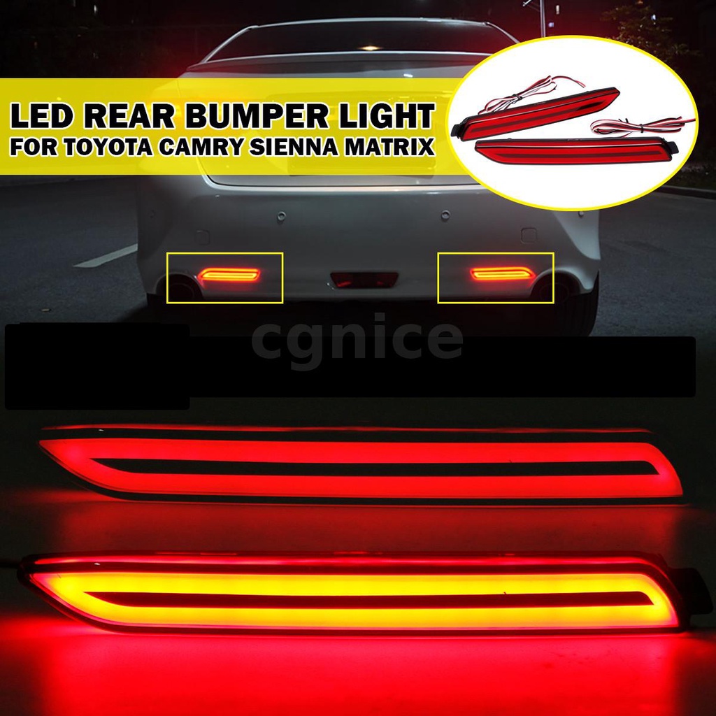 Pair LED Car Rear Bumper Reflector Tail Brake Light For Toyota Camry ...