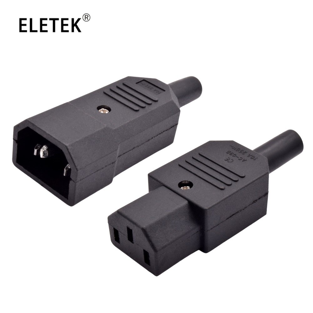 IEC 320 Straight Cable AC Plug Socket C13 C14 10A 250V Black Rewireable Electrical 3 Pin Female ...