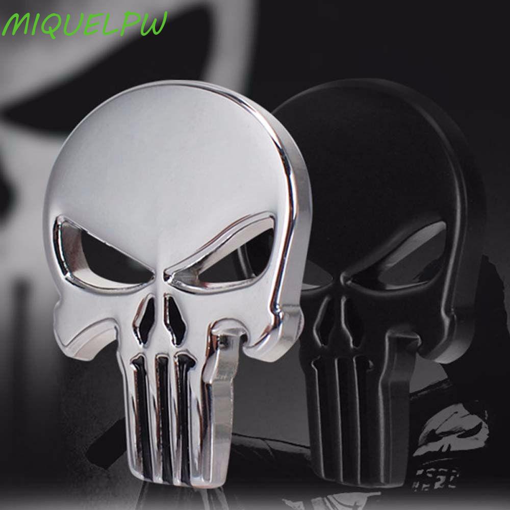 MIQUELPW Car Sticker Black Sliver Metal Skeleton Skull Decal Punisher ...