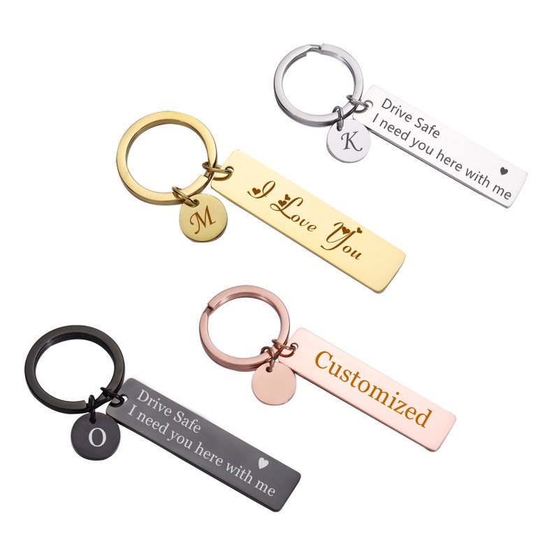 Personalized Customized Mirror Stainless Steel Keychain Pendant Diy ...