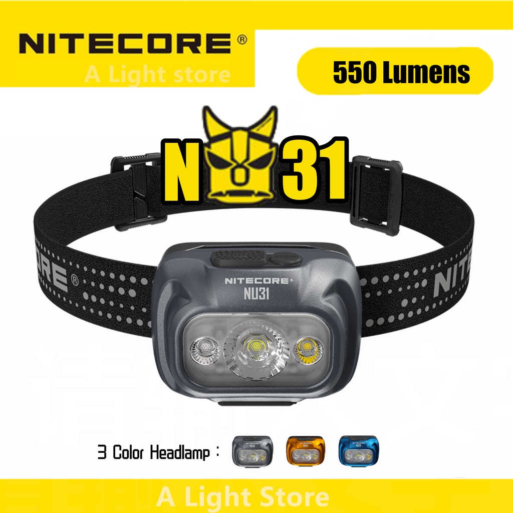 NITECORE NU31 USB-C Rechargeable Headlamp 550 Lumen Trail Running ...