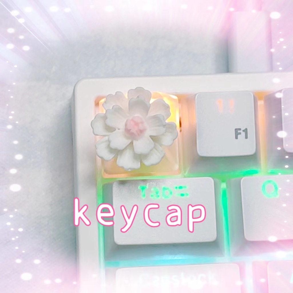 Handmade Keycap White Flower Translucent Mechanical Keyboard Keycap ...
