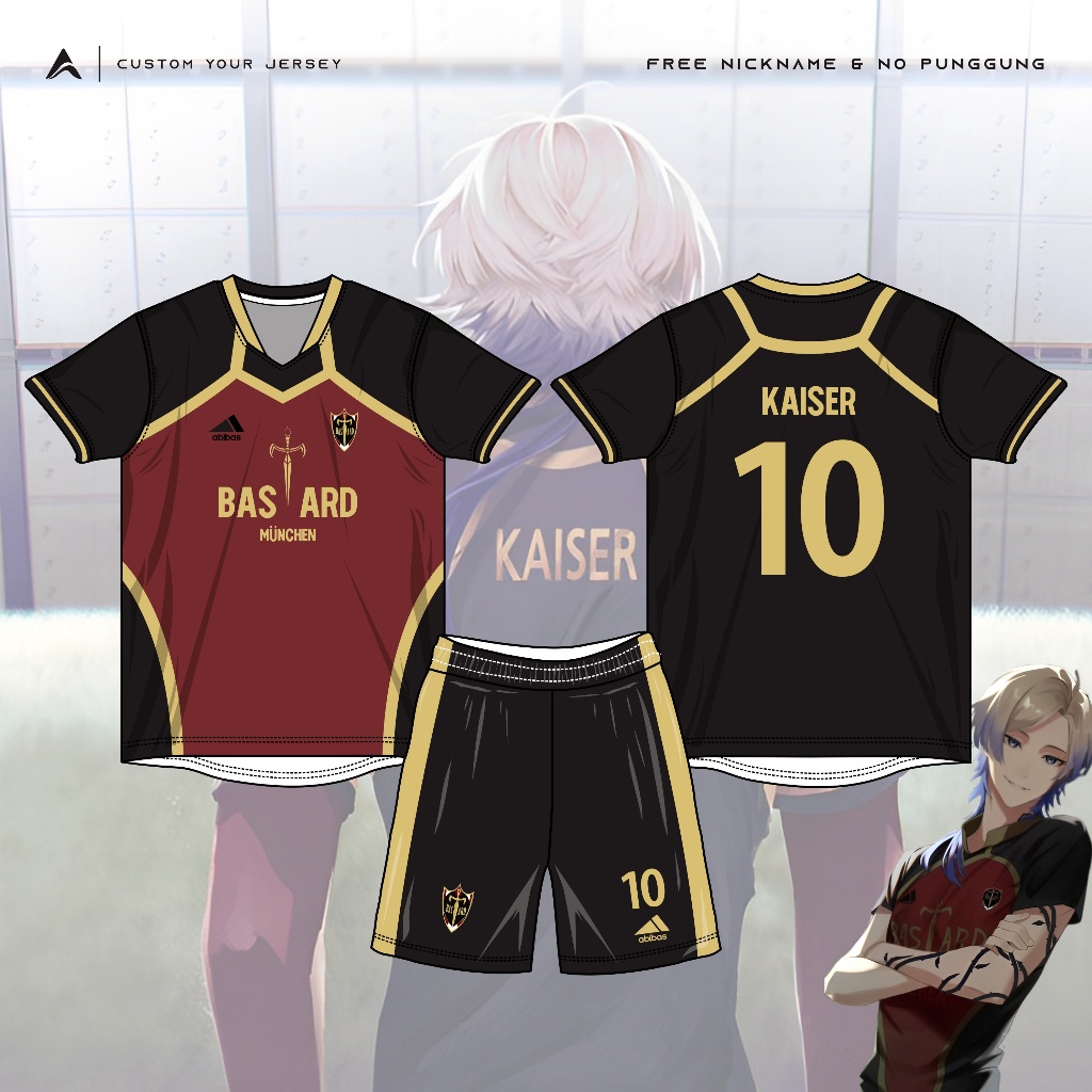Jersey Futsal Cosplay Anime Blue Lock Bastard Munchen | Shopee Philippines