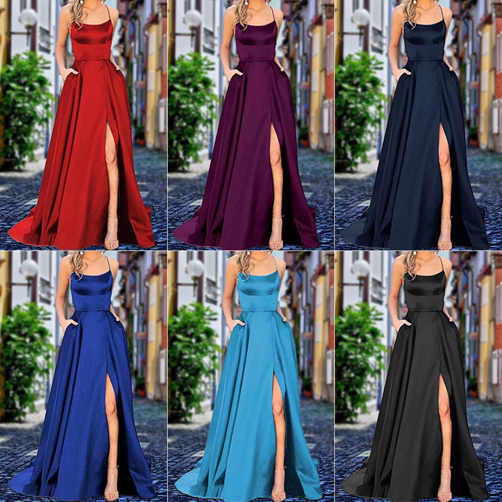 Bridesmaid Evening Dress Solid Color Bridesmaid Dress Long Off Shoulder ...