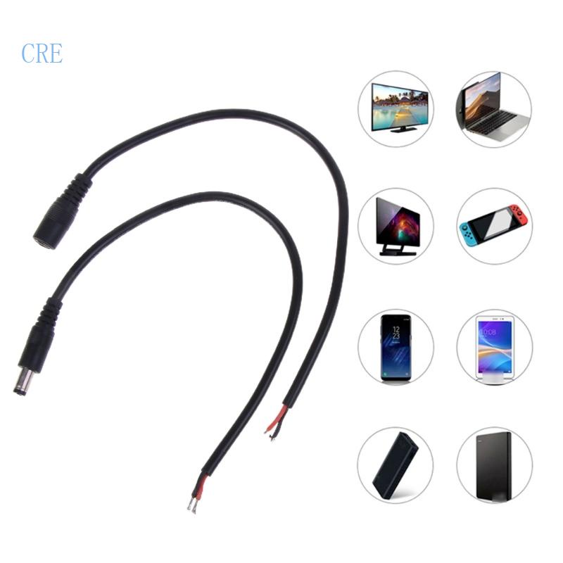 CRE DC Power Pigtail Barrel Plug Connector Cable 2 1mmx5 5mm Male ...