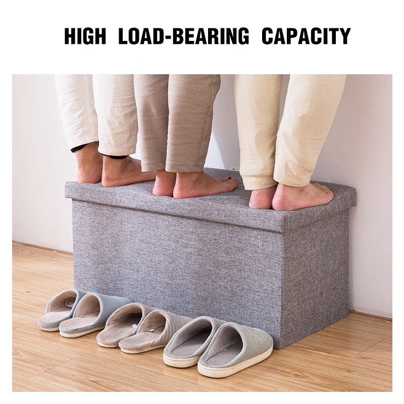76CM Ottoman Storage Box Sofa Chair with Organizer Stool Folding Heavy ...