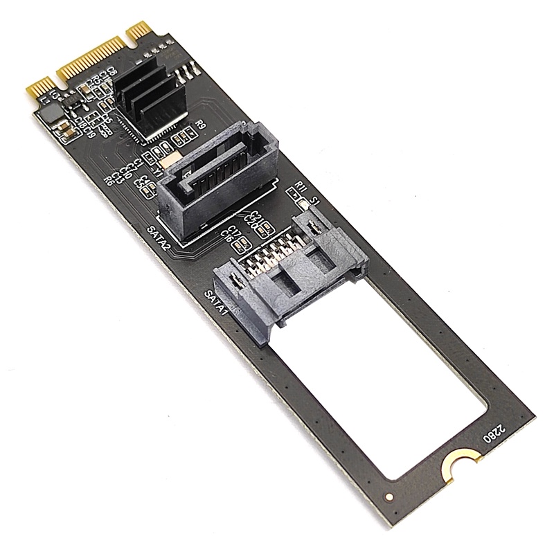 NVME to Dual SATA Riser Card M.2 NVME TO SATA3.0 6G Controller M.2 Key ...