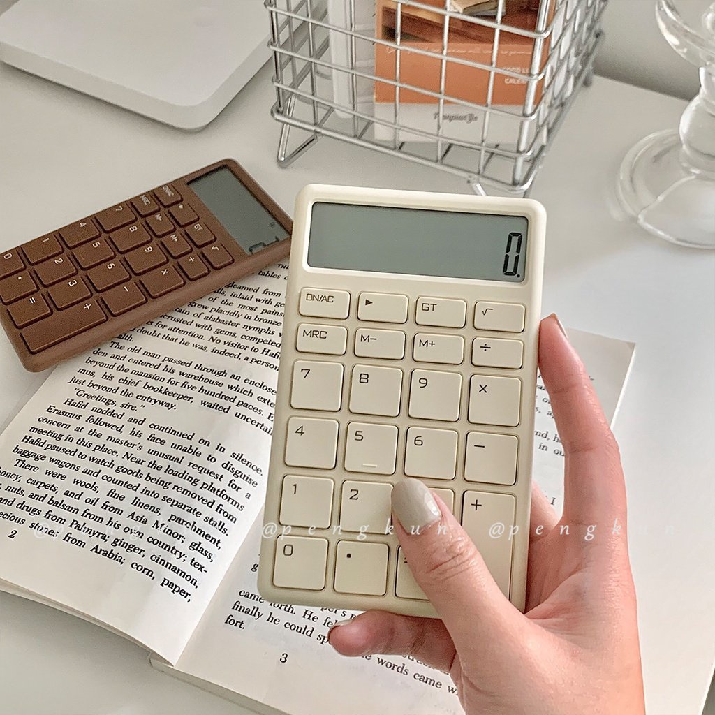 Spot Small Calculator Chocolate Morandi Color 12-Bit High Value Simple ...
