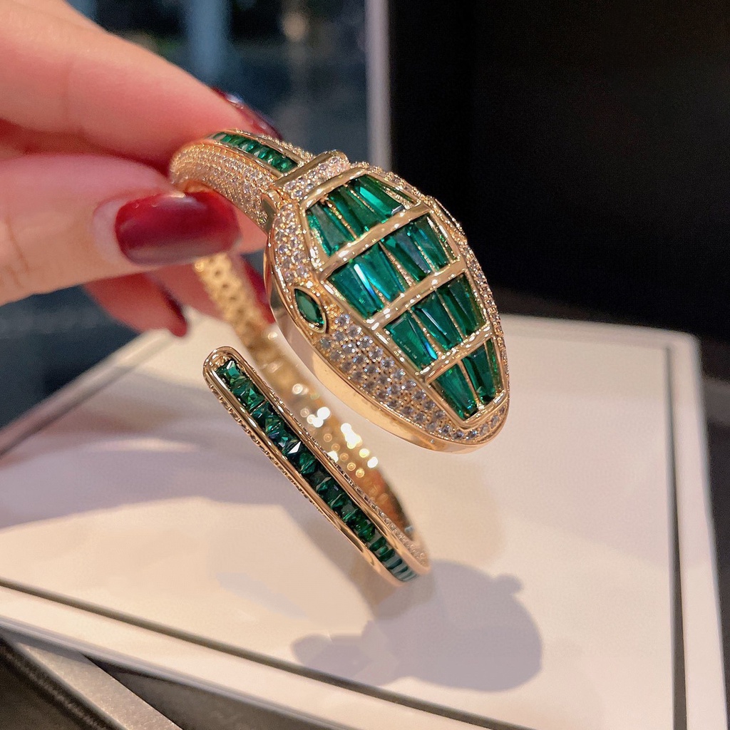 Women's High-end Luxury Full Diamond Winding Snake Bracelet Watch ...