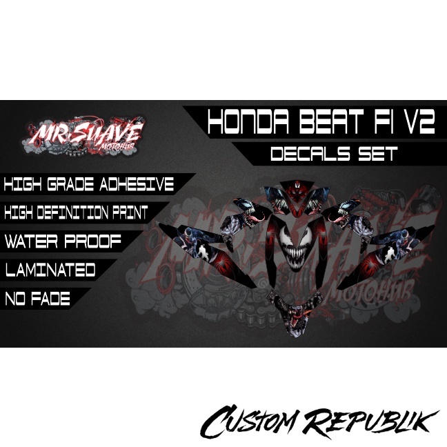 Honda Beat V2 FI Decals Set (Venom) | Shopee Philippines