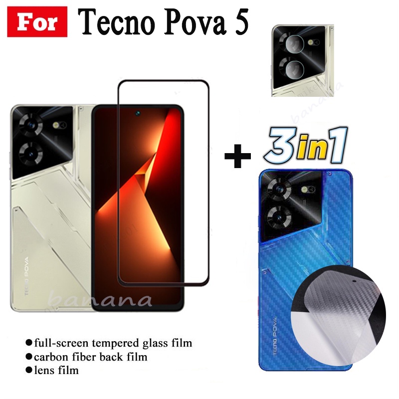 Tecno Pova 5 Tempered Glass Full Cover Film for Tecno Pova 4 Pro 3 Neo ...