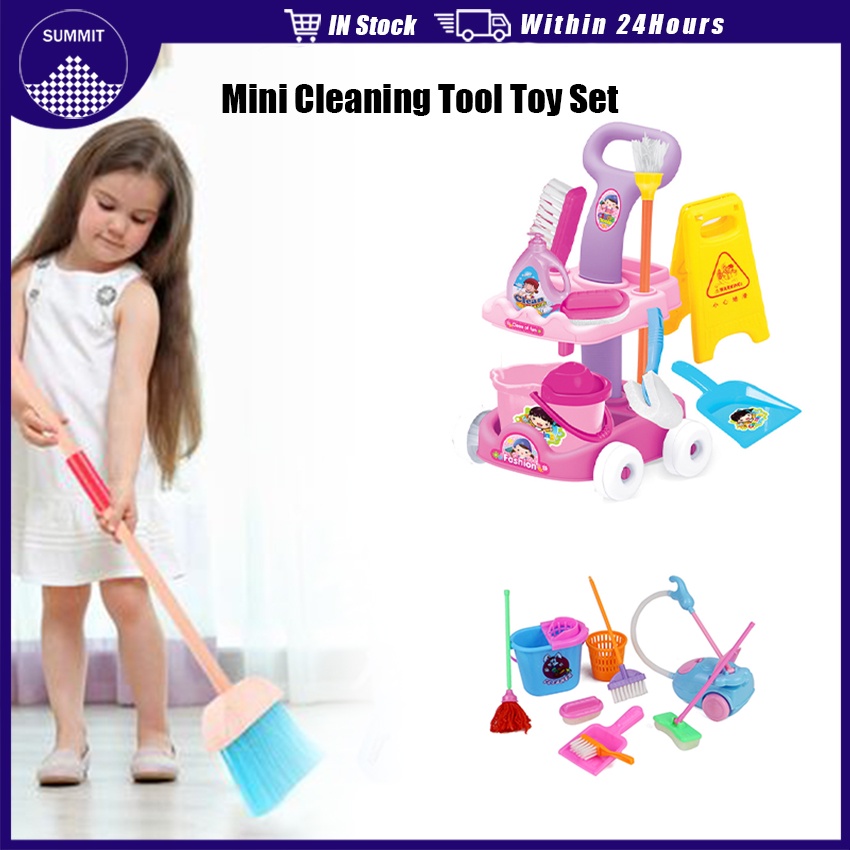 Cute Pretend Play Cleaning Set Mini Housekeeping Tools Broom Cleaning ...