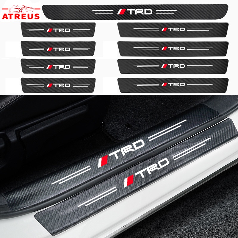 Toyota TRD Car Door Sill Sticker Carbon Fiber Leather Protector Sticker ...