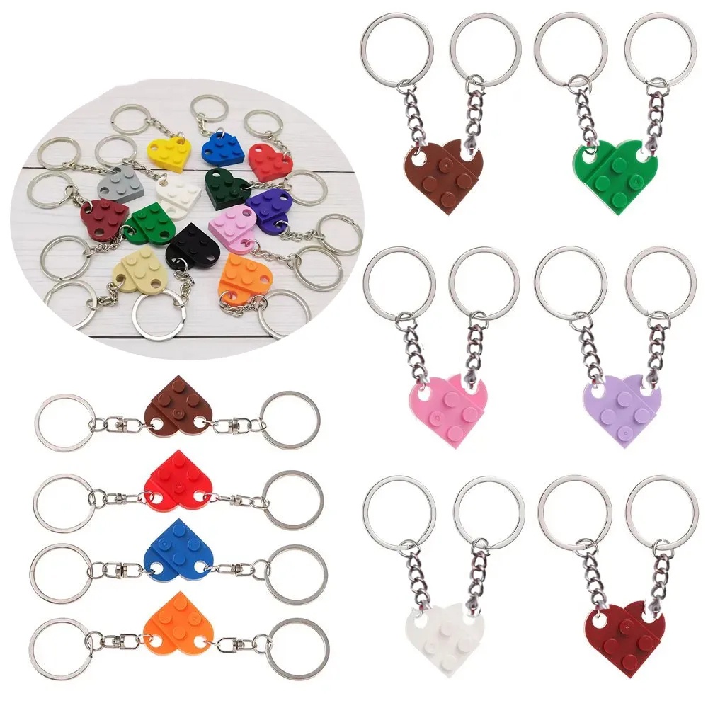 2pcs/Set Brick Matching Heart Keychain Separable Love Building Block ...
