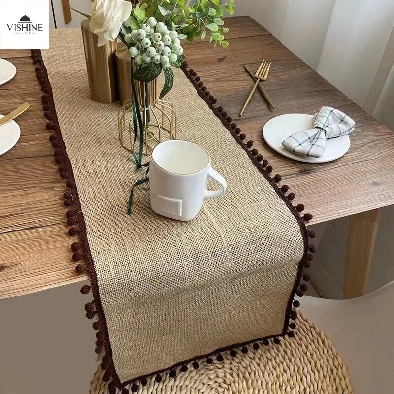 Long Table Runner Vintage Jute Woven Home Dining Room Banquet Decorate ...