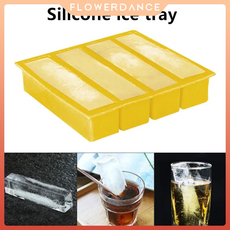 4 Row Grid Big Ice Tray Mold/food Silicone Ice Cube Square Tray Mold ...