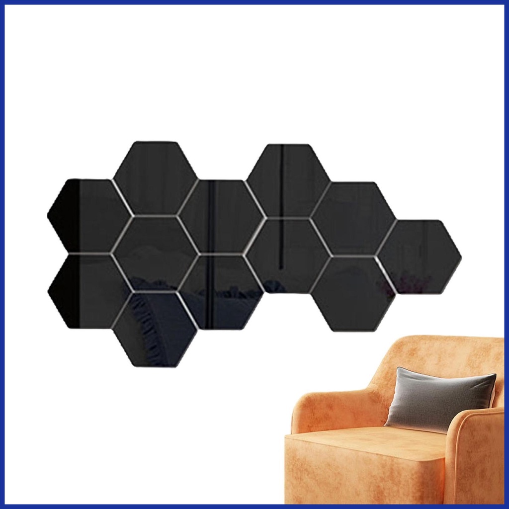 Hexagon Acrylic Mirror Wall Decals 12 Pieces Home Removable Hexagon ...