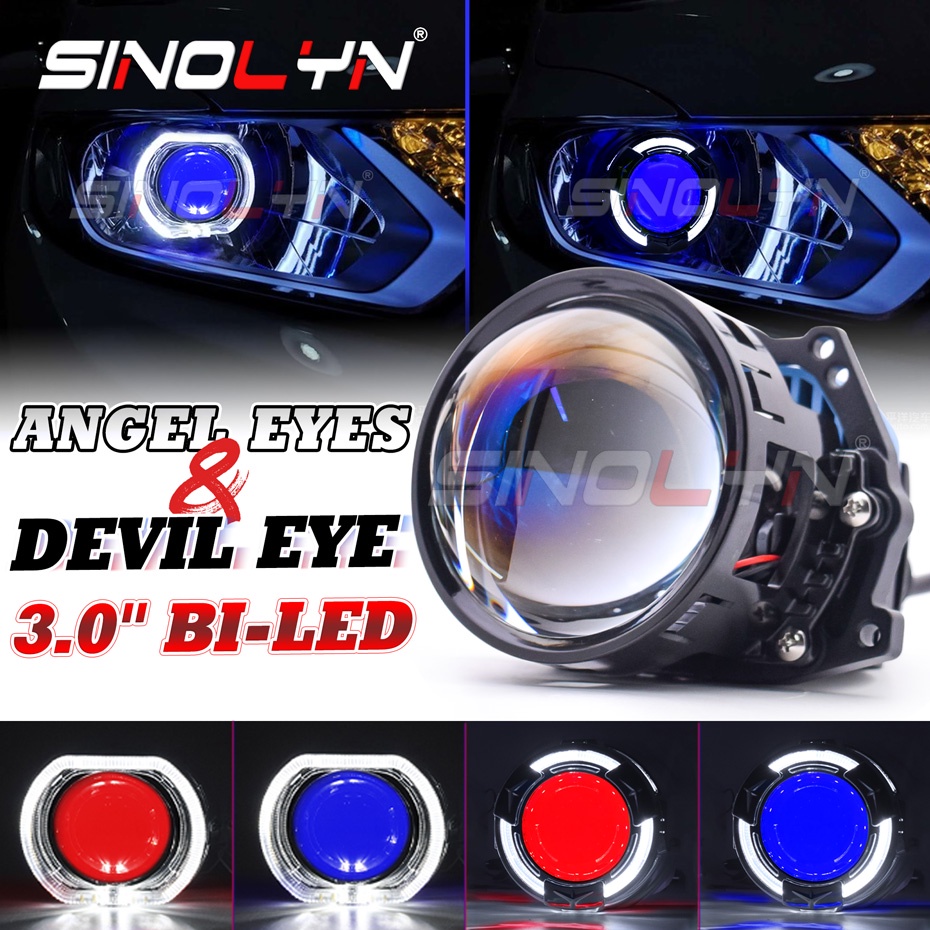 3" 65W Blue Bi LED Projector Headlamp Lens Hella 3R G5 Angel eye 360 ...