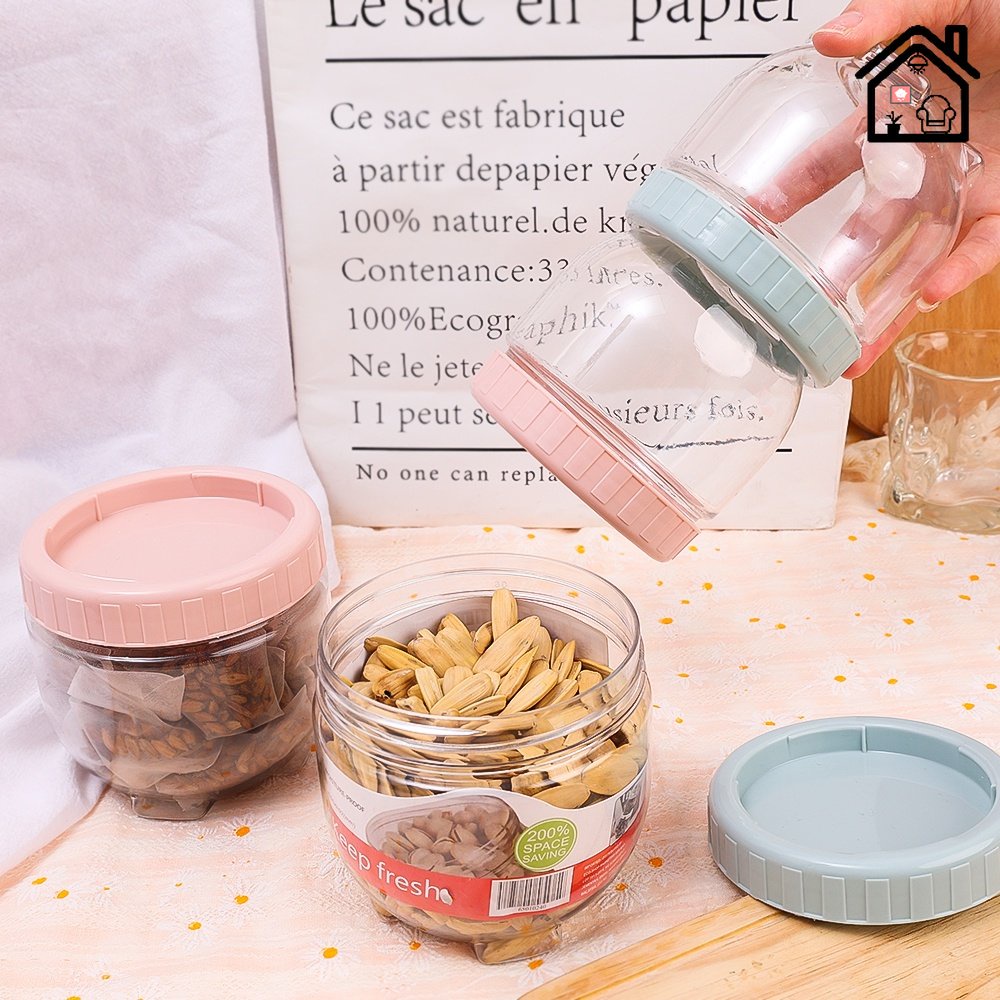 Multipurpose Transparent Plastic Food Storage Canister with Rotary Lid ...