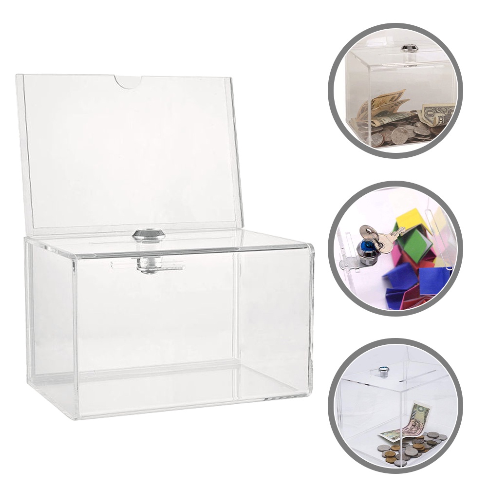 Suggestion Box Lock Ballot Acrylic Donation Clear Container, | Shopee ...