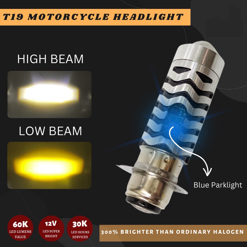 MDL KILLER BULB MOTORCYCLE HEADLIGHT WITH BLUE PARK LIGHT T19 H6 WAVES ...