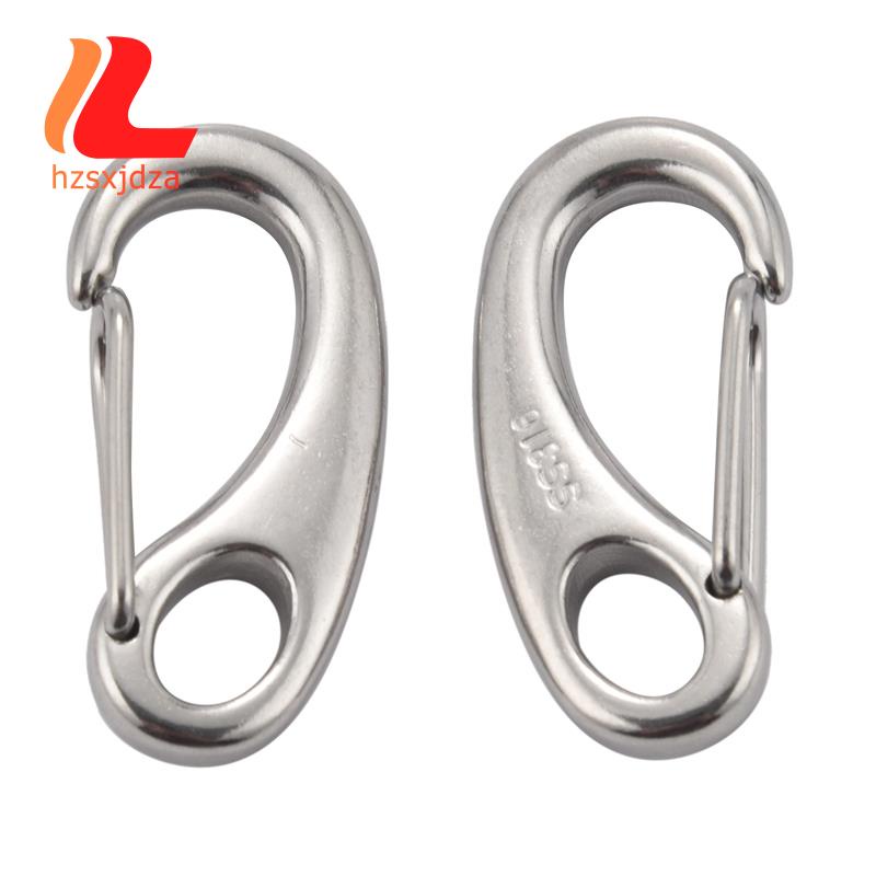 2PCS Boat Marine Stainless Steel Egg Shape Spring Snap Hook Clips Quick ...