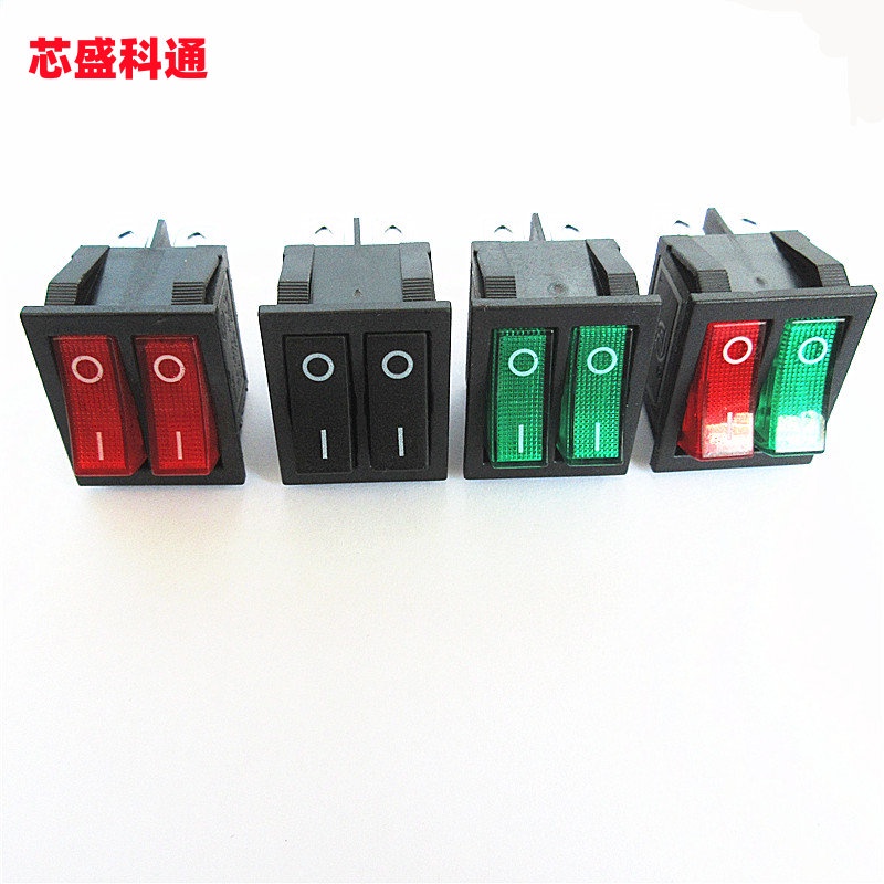Double Rocker Switch Red Green with Light 2-speed 6-pin Power Push ...