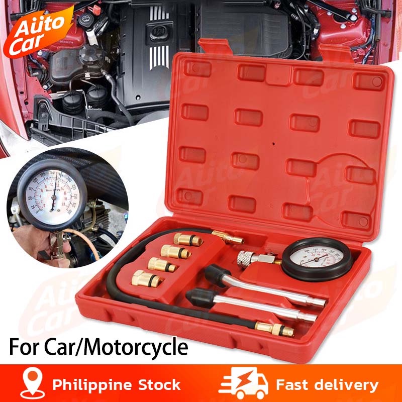 8 PCS Gasoline Engine Compression Tester Cylinder 0-300 PSI Automobile ...