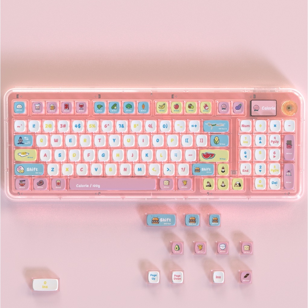 PIIFOX Calories Transparent Key Cap PBT Key Cap Double Leather Milk Key ...