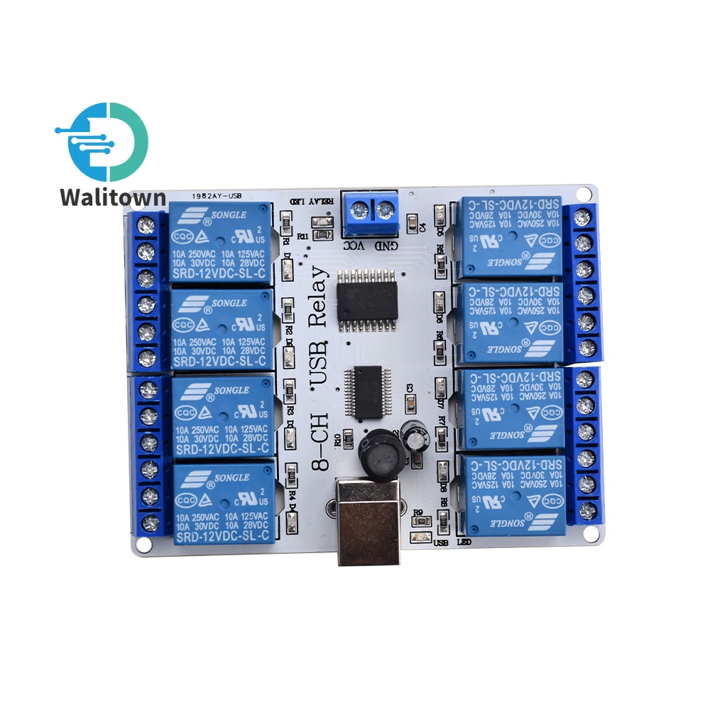 Relay Controller USB Relay Switch 12V 8-channel Relay Module with USB ...