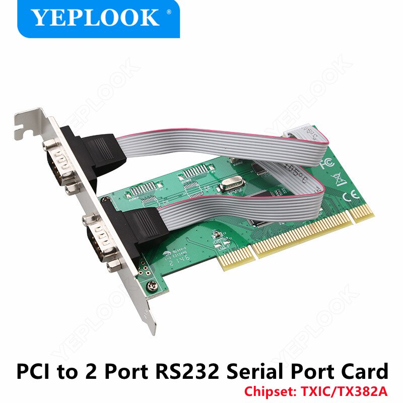 PCI to 2 Serial Port RS232 RS-232 DB9 COM Expansion Card Riser Card ...