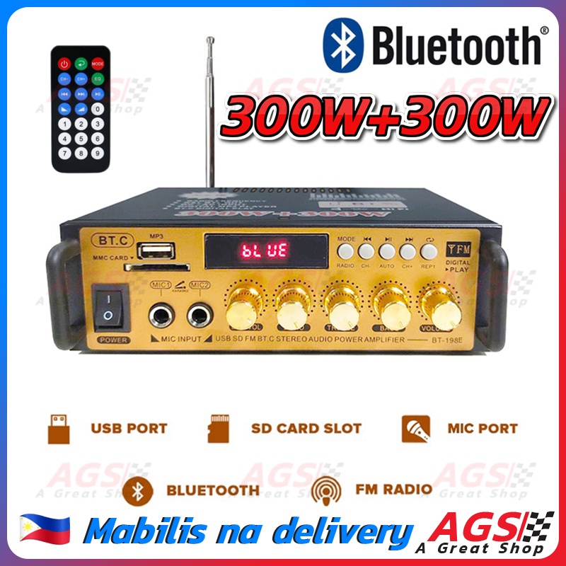 300W+300W Digital Hifi Bluetooth Stereo Audio Amplifier Fm Radio Usb BT-198E | Shopee Philippines